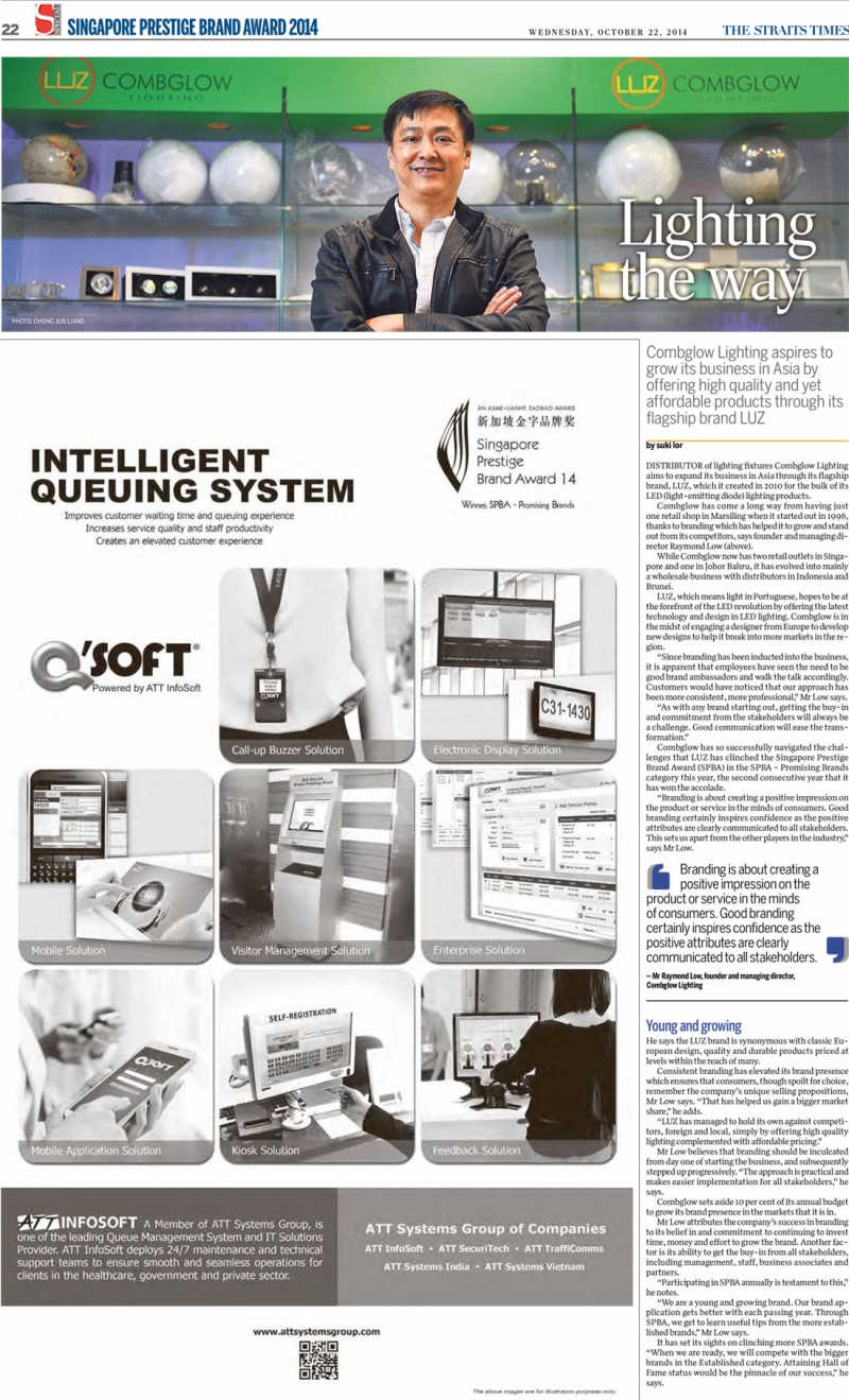 Comb Glow Featured in the Straits Times – Luz Lighting